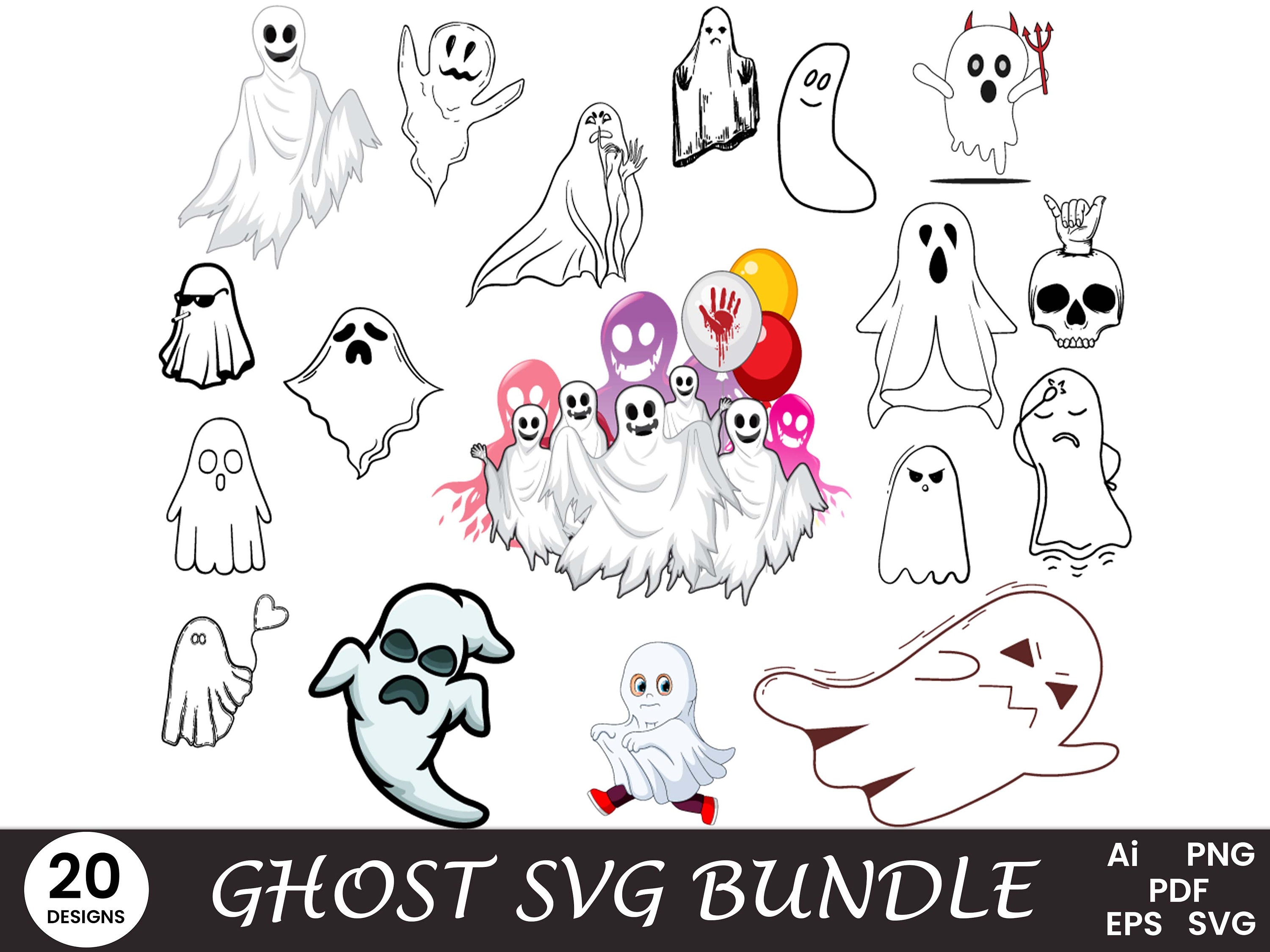 Ghost Svg Bundle, Cute Ghost SVG Bundle, Halloween Ghost SVG, Halloween ...