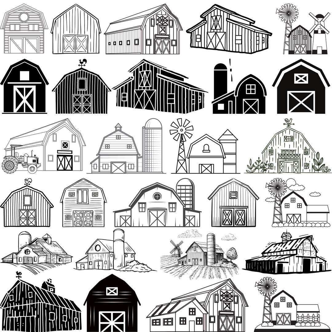 BARN SVG BUNDLE, Farming Svg, Farm Silhouette, Barn Clipart, Barn House ...