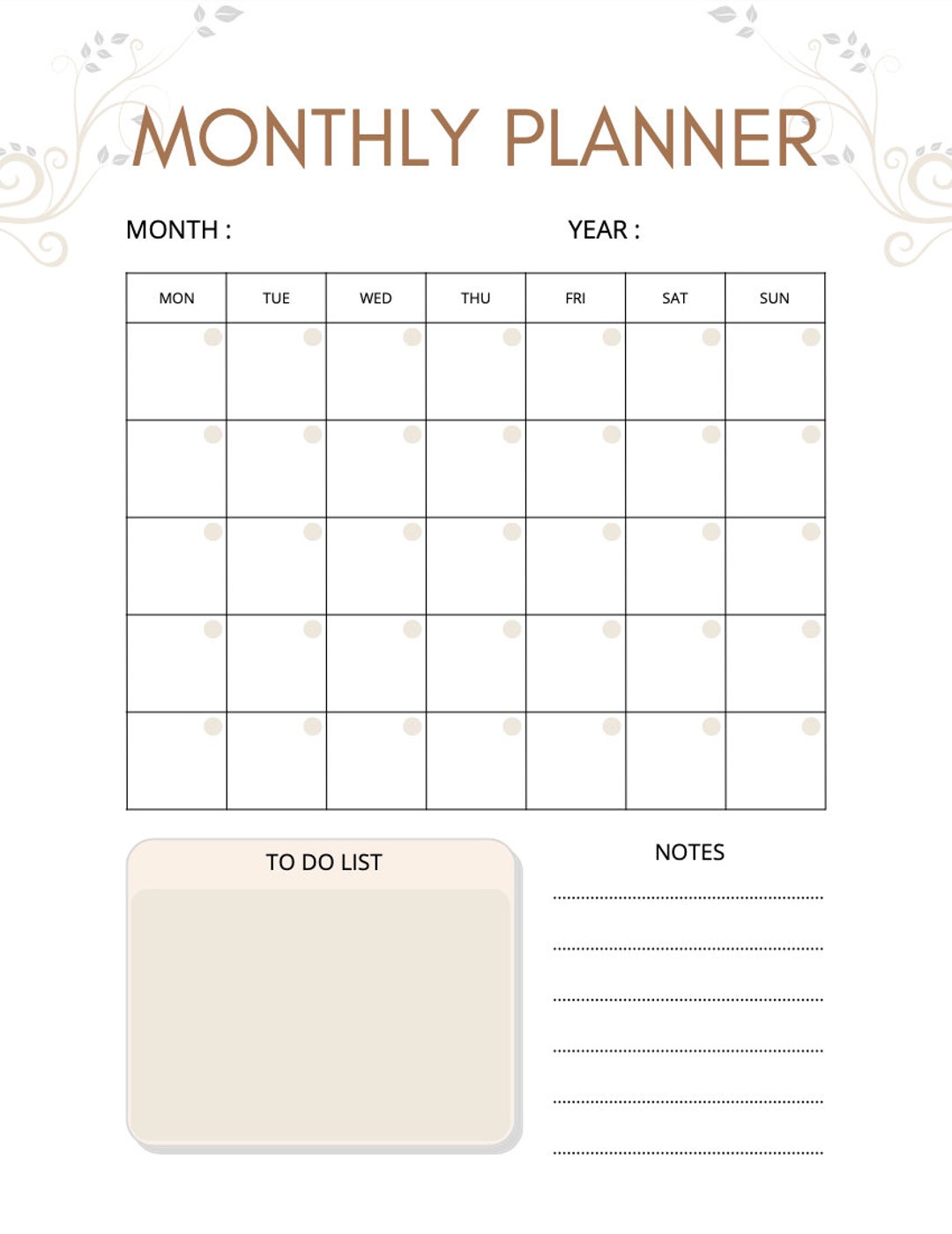 Printable Aesthetic Monthly Planner - Etsy