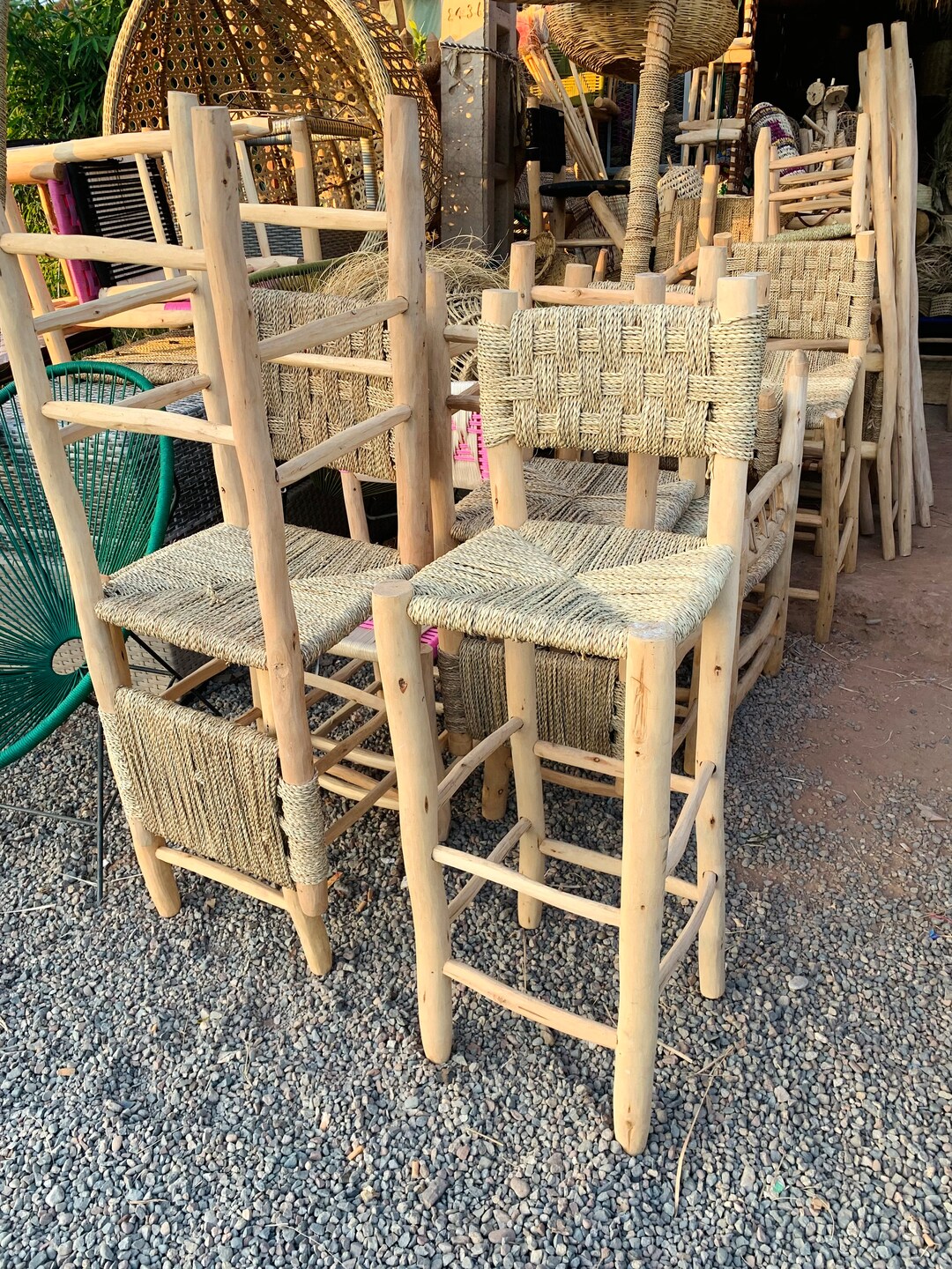 Moroccan Handmade Bar Stool With a Wooden Structure a Back - Etsy
