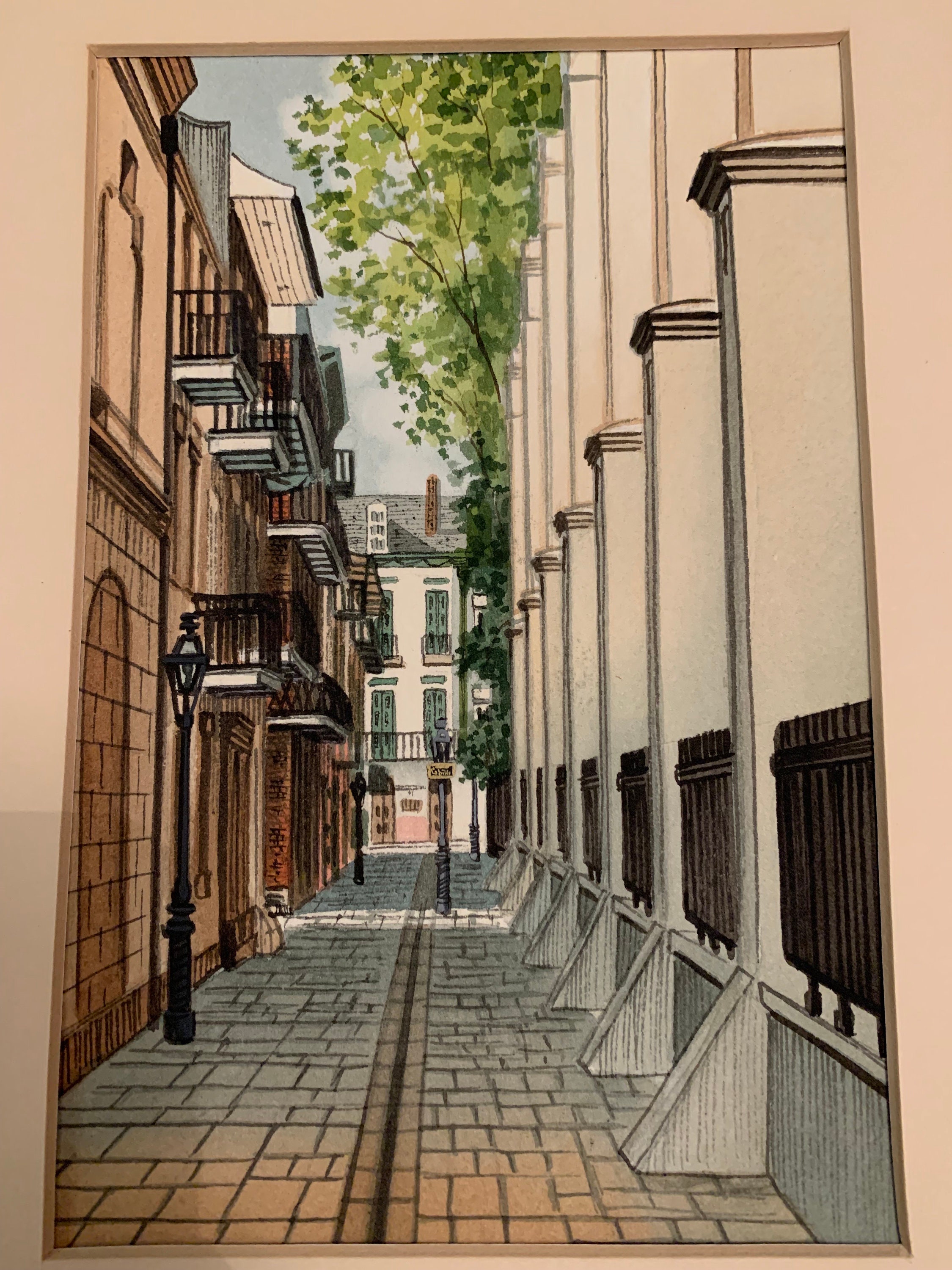 Gail Bryant 1980’s New Orleans Street Scene Wrought Iron Balconies ...