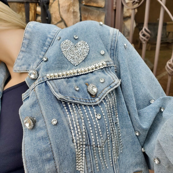 Embellished Jean Jacket - Etsy