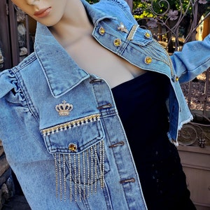 Retro Denim Jacket / Vintage Rhinestone Denim Jacket / Concert Jacket ...