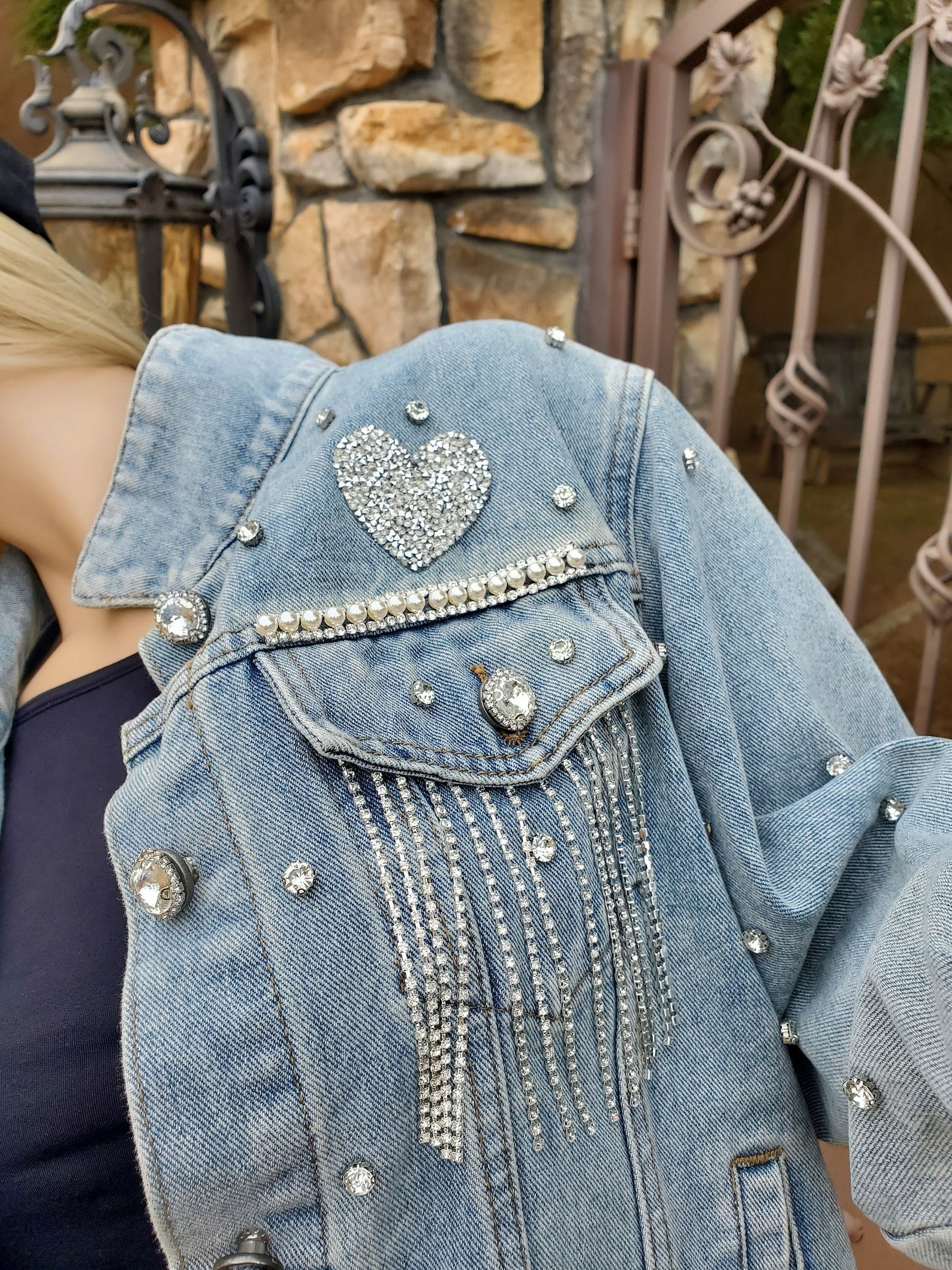 Diamond Bling Jacket /rhinestone Denim Jacket / Bride Jacket ...