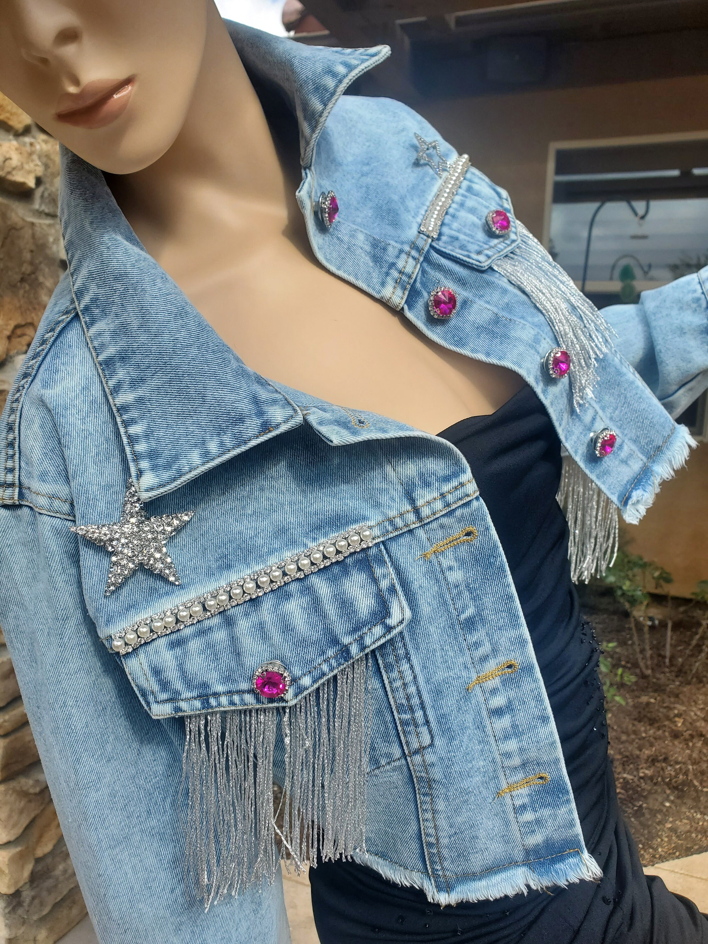 Country Glam Denim Jacket / Barbie Rhinestone Jacket / Bling Jacket ...