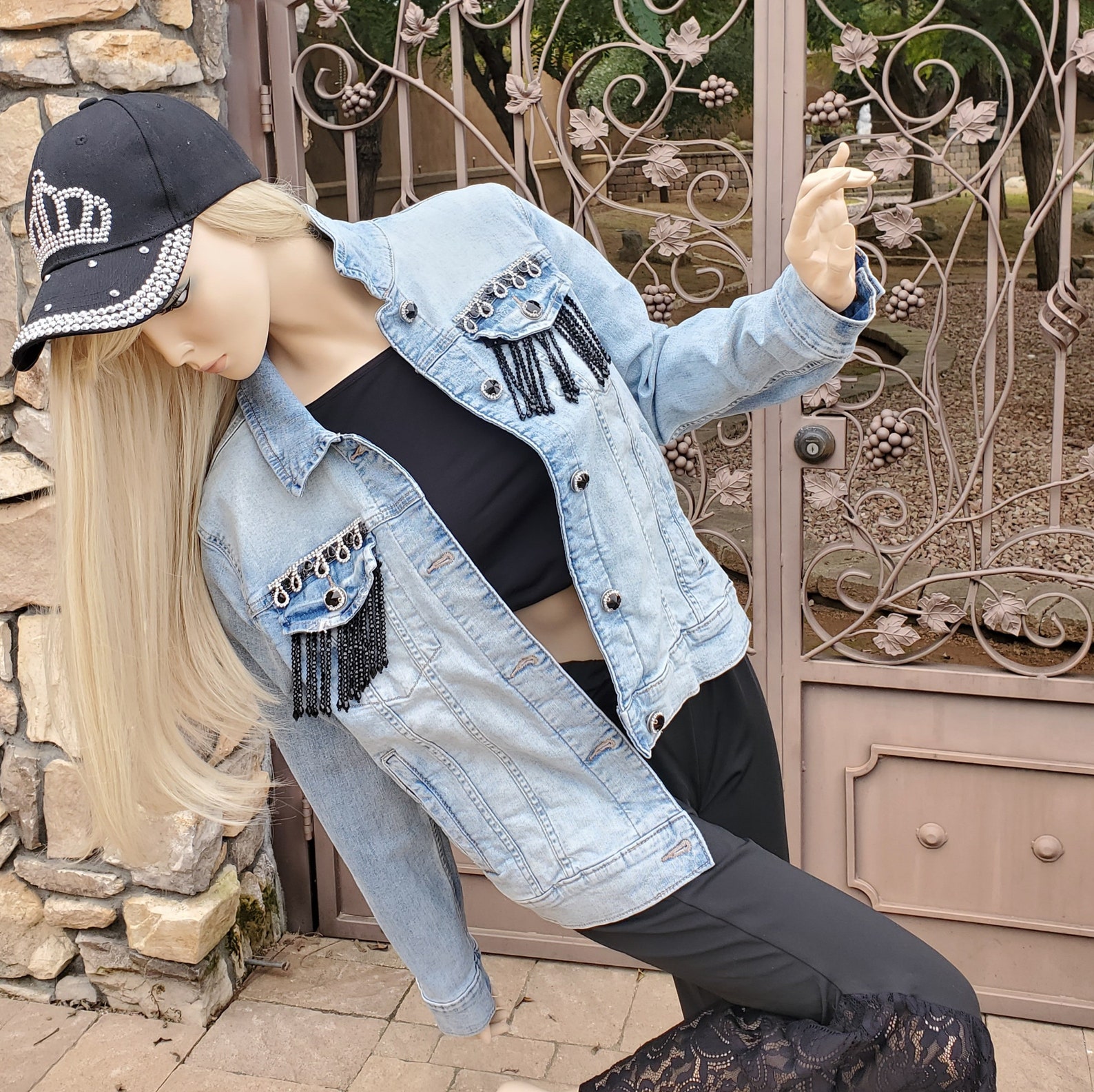 Blinged Denim Jacket / Bedazzled Denim Jacket / Rhinestone Jacket ...