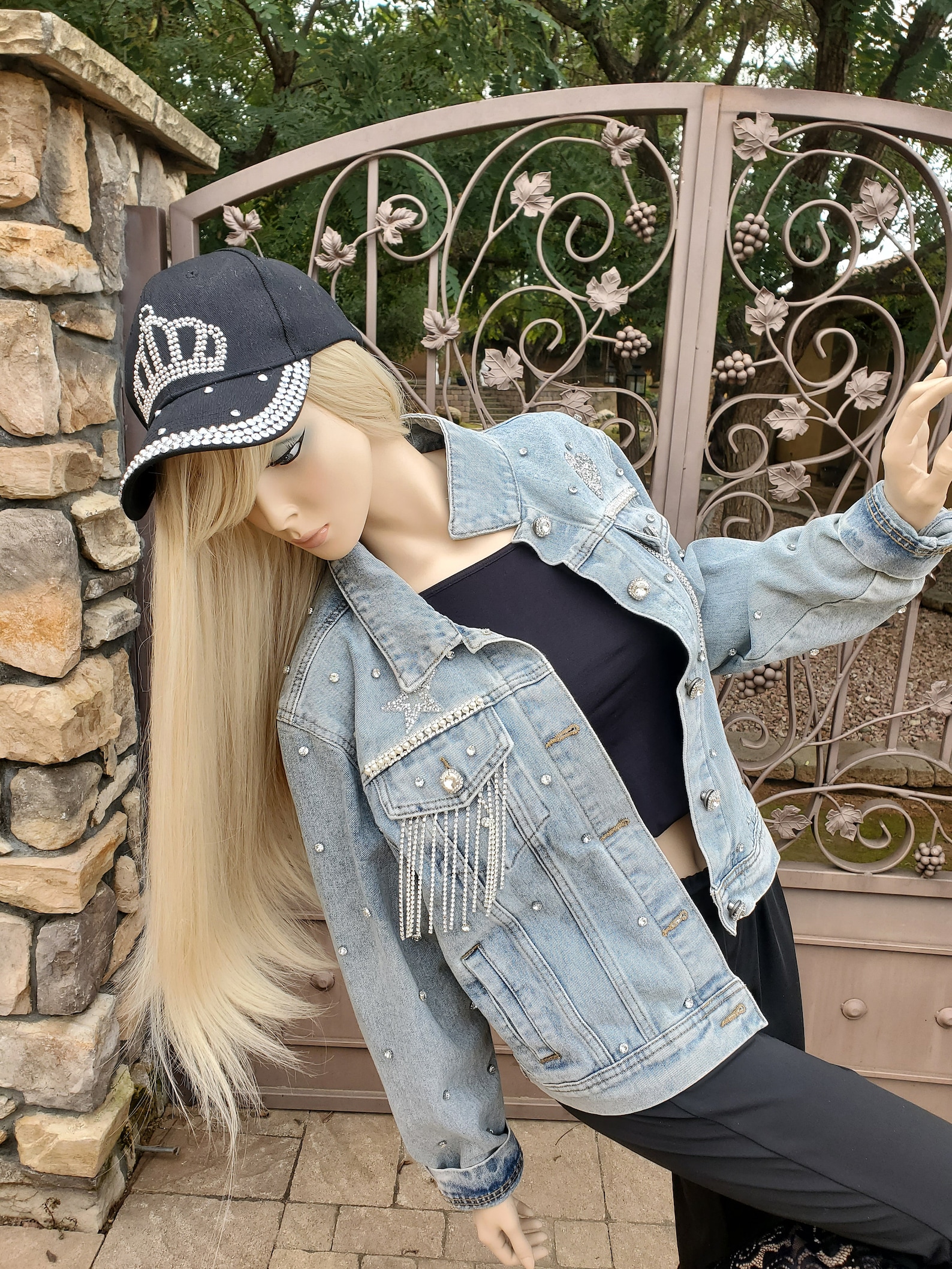 Rhinestone Denim Jacket: Embellished Crystal Fringe, Bride Jacket - Etsy