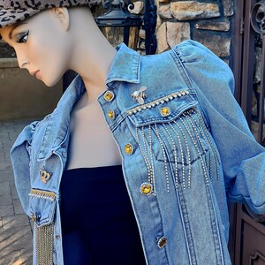 Retro Denim Jacket / Vintage Rhinestone Denim Jacket / Concert Jacket ...