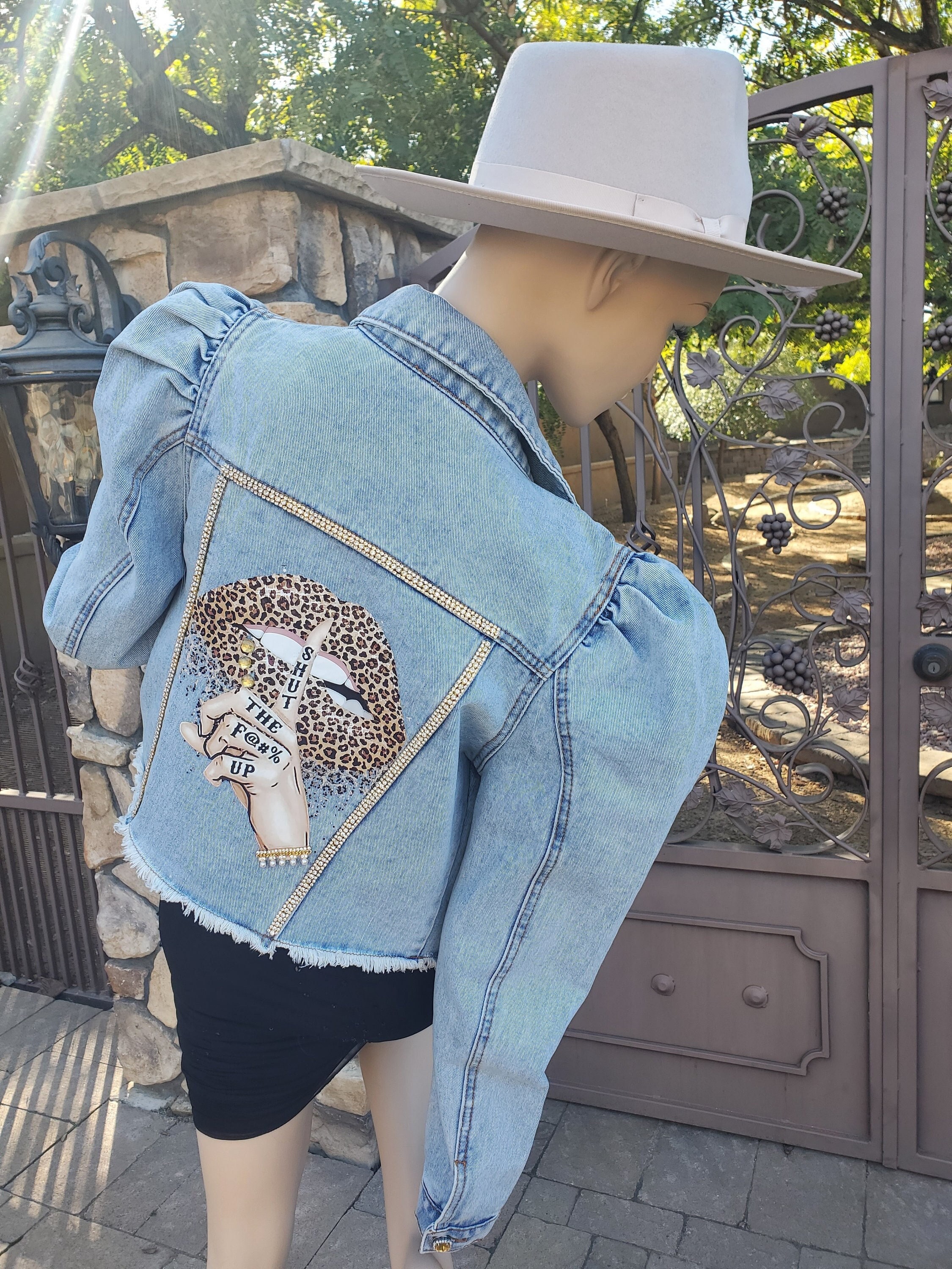 Retro Denim Jacket / Vintage Rhinestone Denim Jacket / Concert Jacket ...