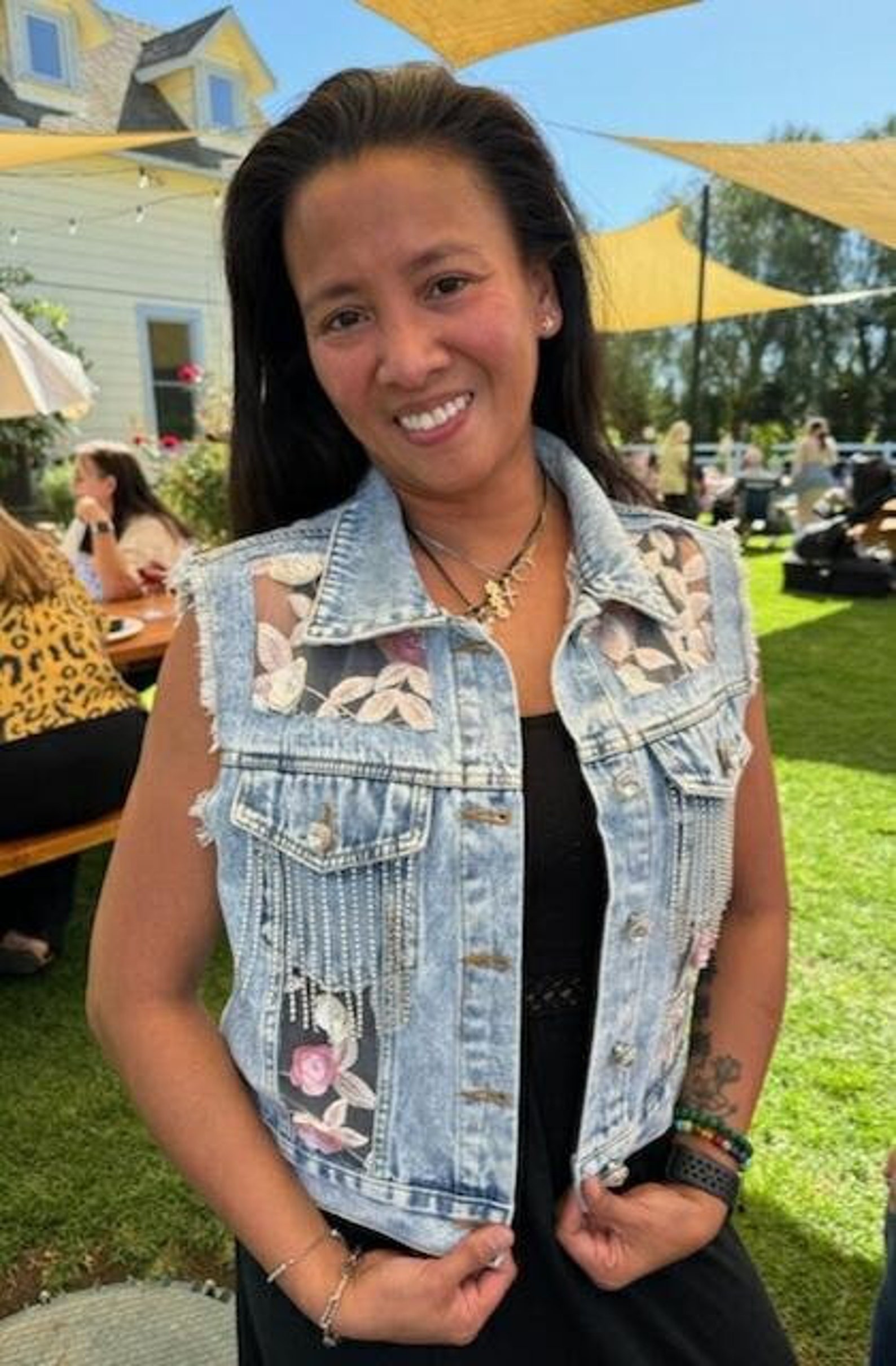 Boho Sheer Mesh Denim Vest / Floral Mesh Denim Vest / Bride Jacket ...