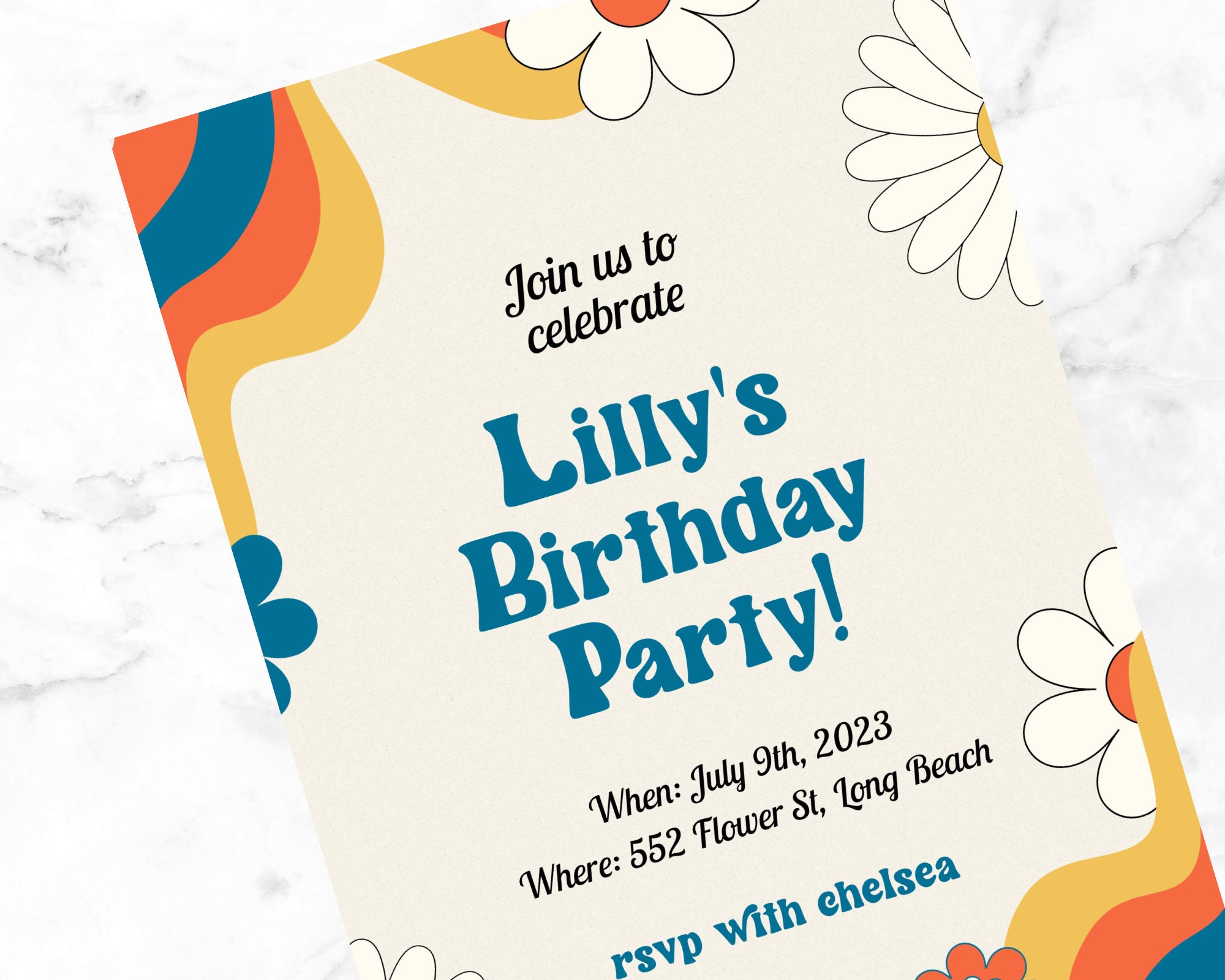 Retro Swirl Birthday Party Invitation Retro Birthday Party - Etsy