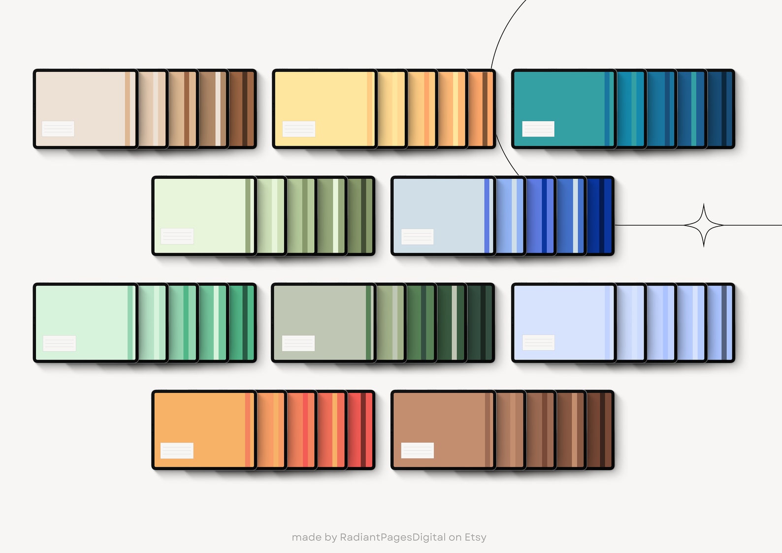 95 MINIMALISTIC Digital Notebook Covers, Landscape Mode, Horizontal ...