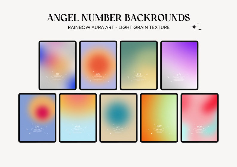 Angel Number Background Covers, Aura Backgrounds for Goodnotes ...