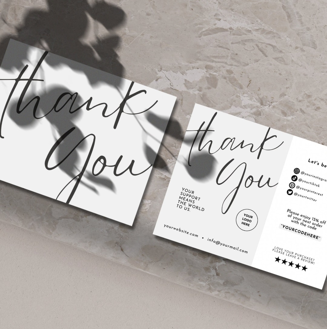 Business THANK YOU CARD Template, Fully Customizable, Front and Back ...