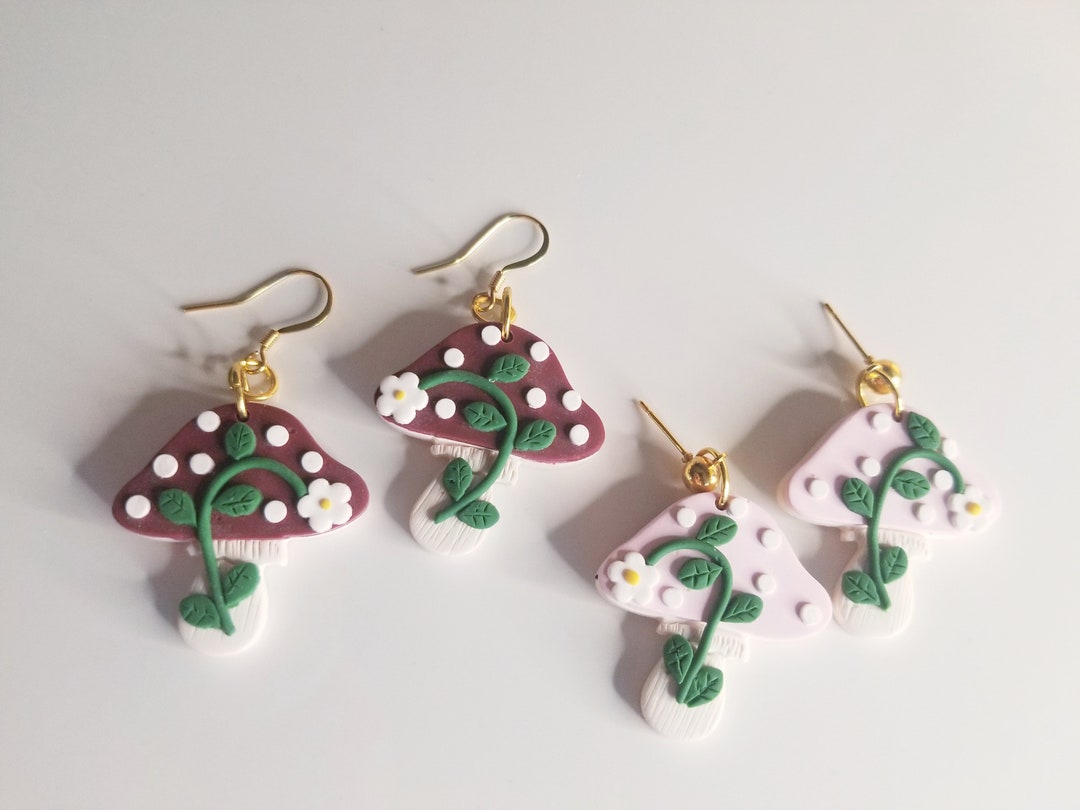 Polymer Clay Mushroom Earrings,birthday Gift for Her,witchy Gifts for Women,cottagecore Mothers ...