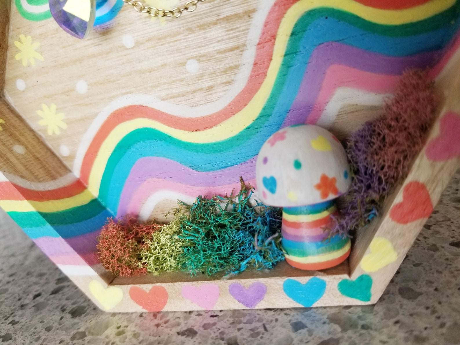 Mushroom Shadow Box, Rainbow Wall Decor, Cottagecore Wall Decor ...