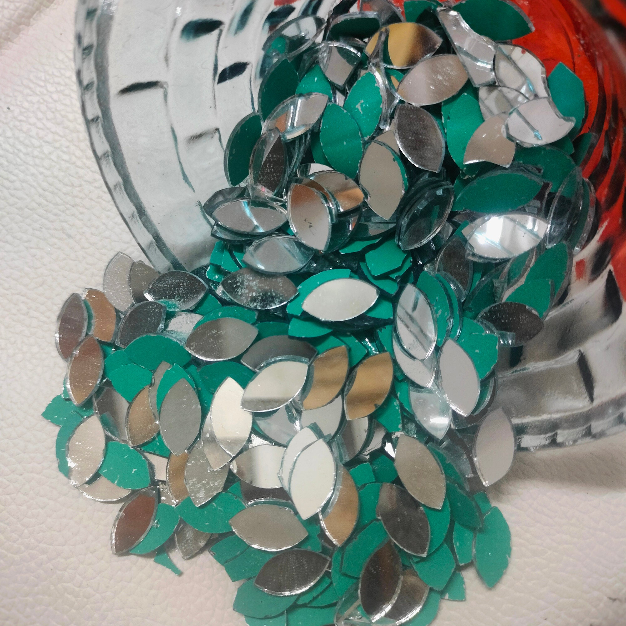 Leaf Shaped Craft Glass Pieces, Eye-shape Mirror for Crafts, Lippan Art ...