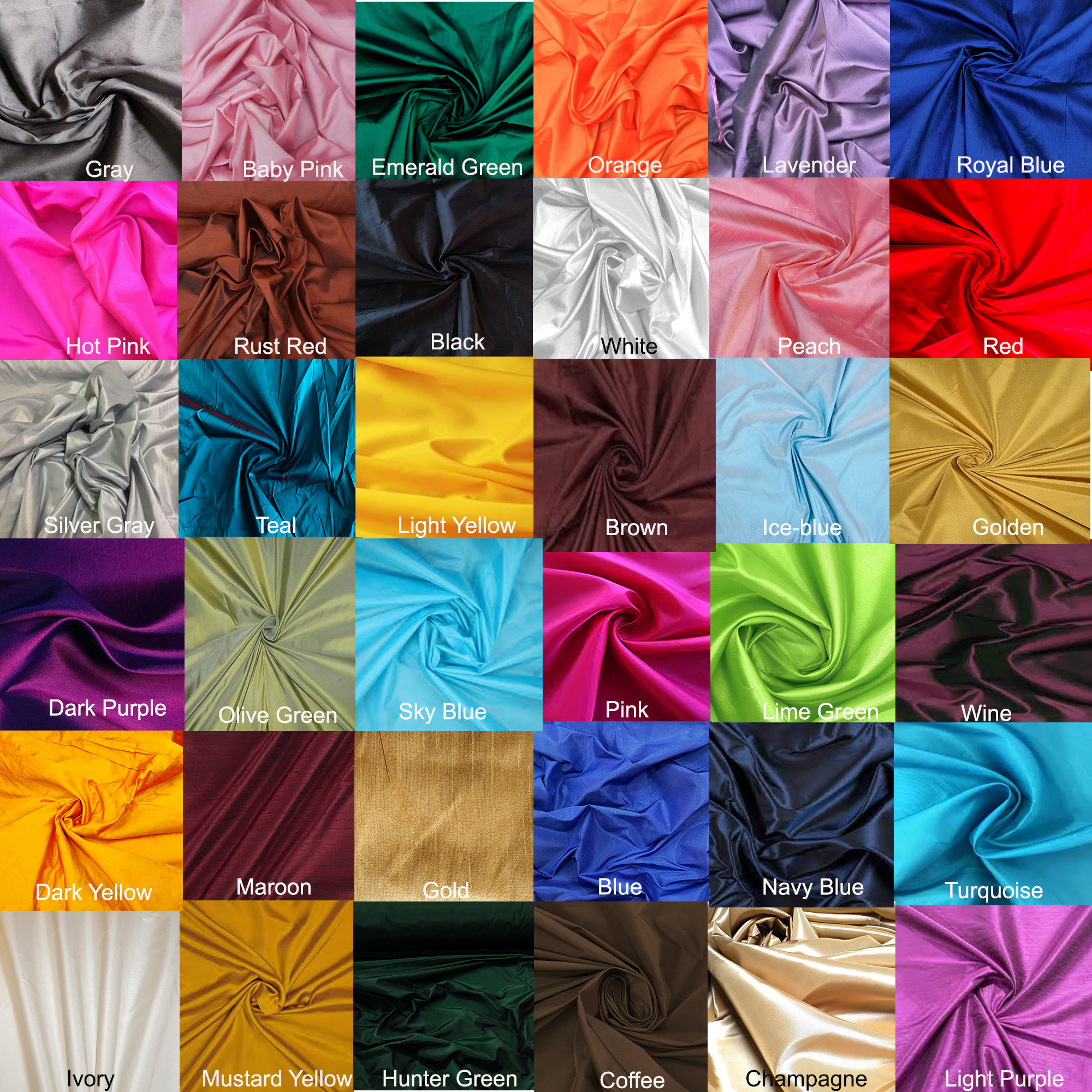 36 Color Taffeta Fabric, per Yard Taffeta Silk Fabric, Wholesale ...