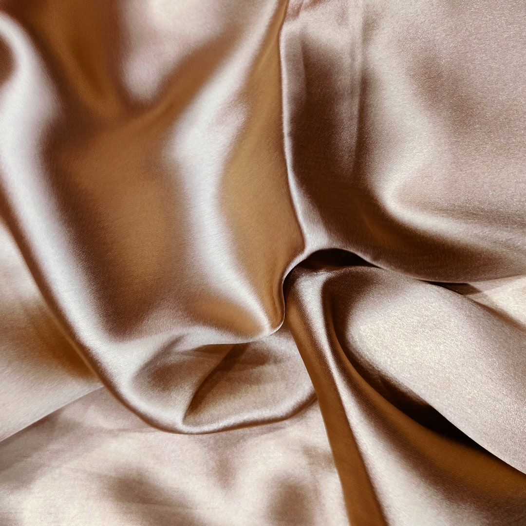 Gold Champagne Silk Satin, Light Gold Silk Satin Fabric, Soft Silky ...