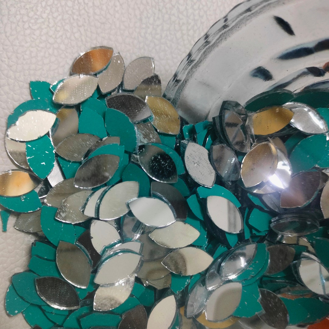 Leaf Shaped Craft Glass Pieces, Eye-shape Mirror for Crafts, Lippan Art ...