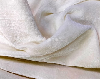 Princess WHITE Polyester Spandex Stretch Velvet Fabric by the Yard for ...