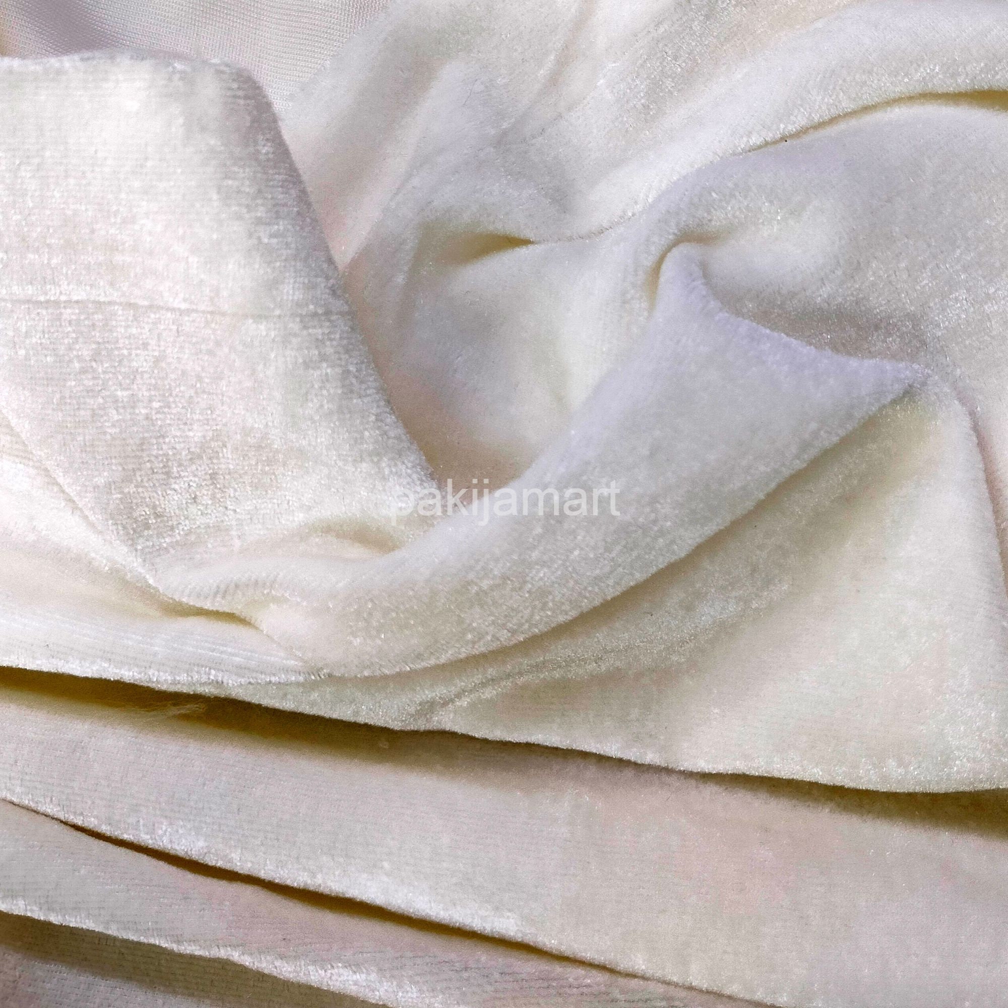 White Color Velvet Fabric, Stretch Velvet Fabric, Polyester Velvet ...