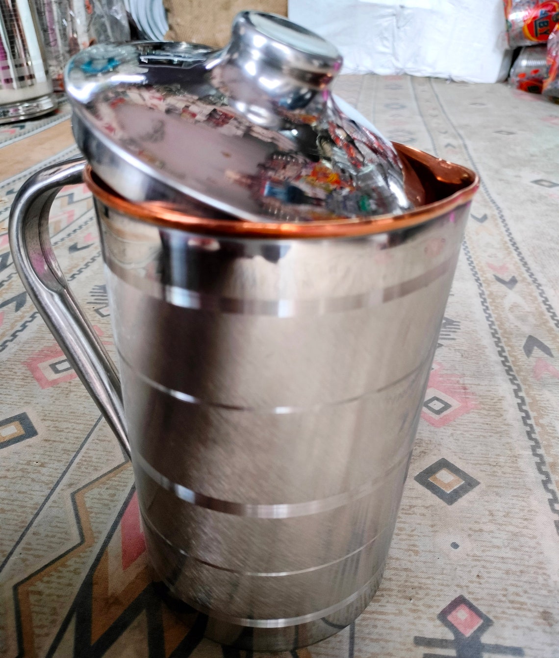 Copper Jug, Pure Copper Jug, Steel Plated Copper Jug, Hammered Copper ...