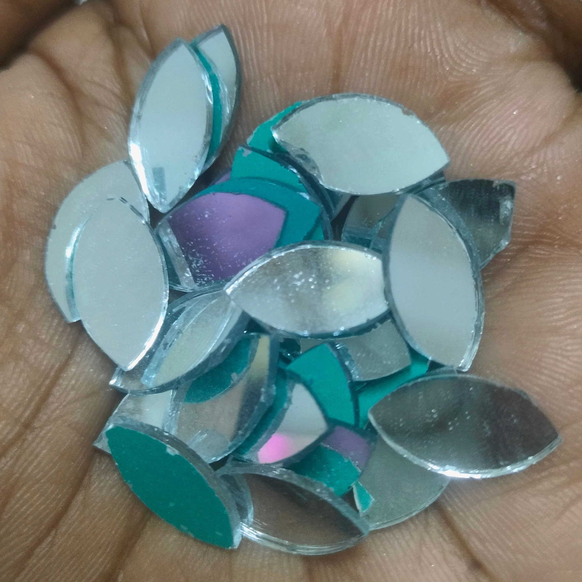 Leaf Shaped Craft Glass Pieces, Eye-shape Mirror for Crafts, Lippan Art ...