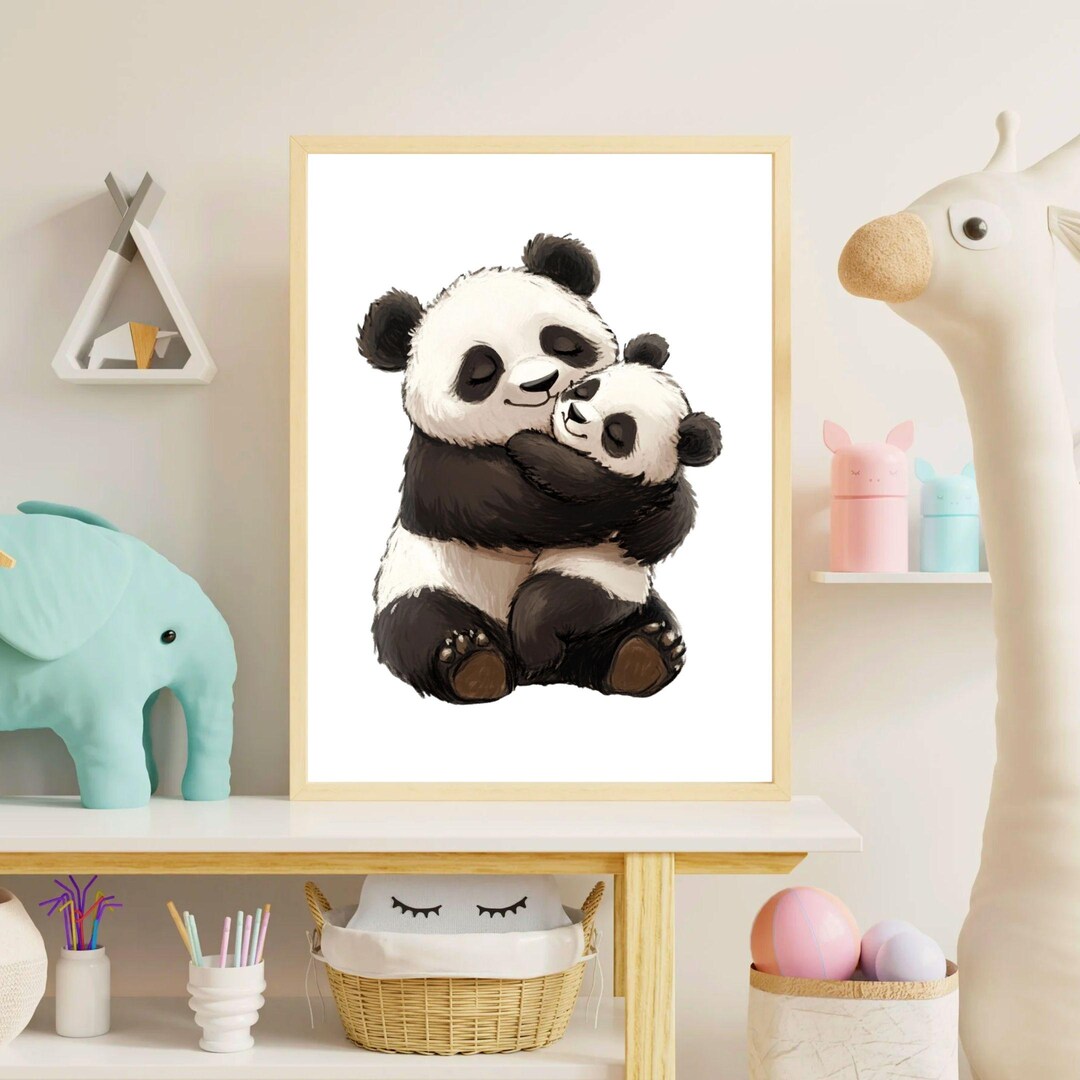 Mom and Baby Panda Nursery Wall Art Print, Animal Nursery Decor, Kids ...