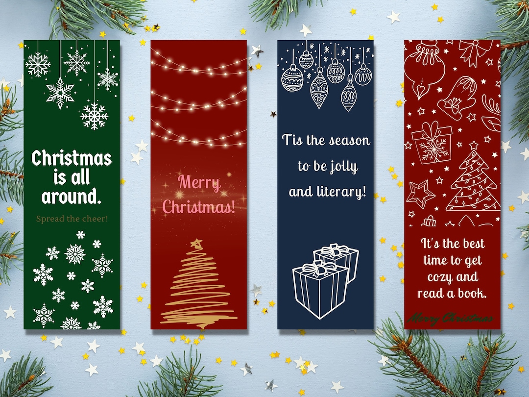 Christmas Bookmarks, Christmas Digital Bookmarks, Digital Christmas ...