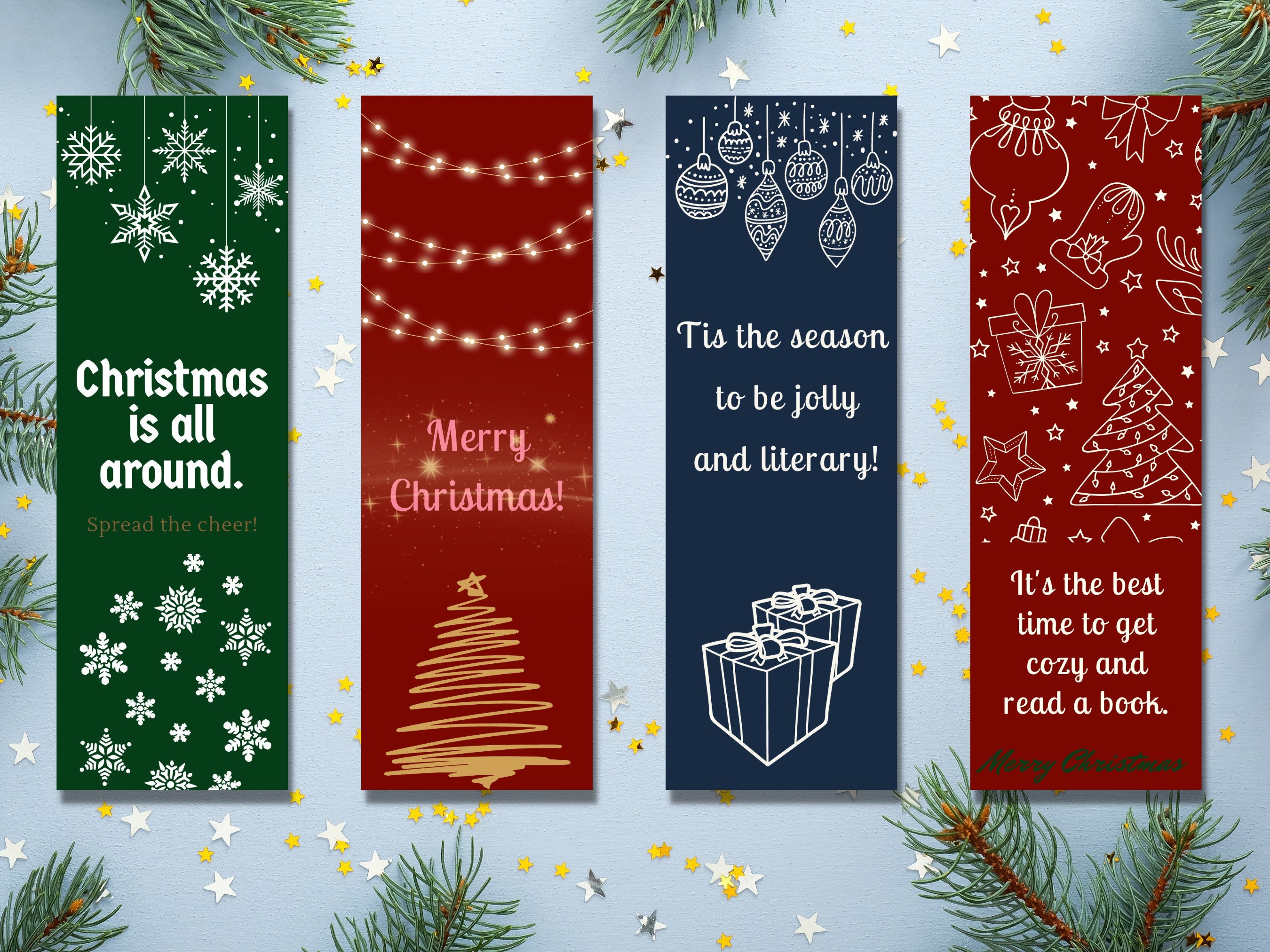 Christmas Bookmarks, Christmas Digital Bookmarks, Digital Christmas ...