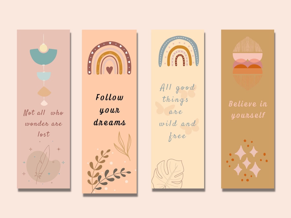 Printable Boho Bookmarks, Instant Digital Download, Bookmarks for ...