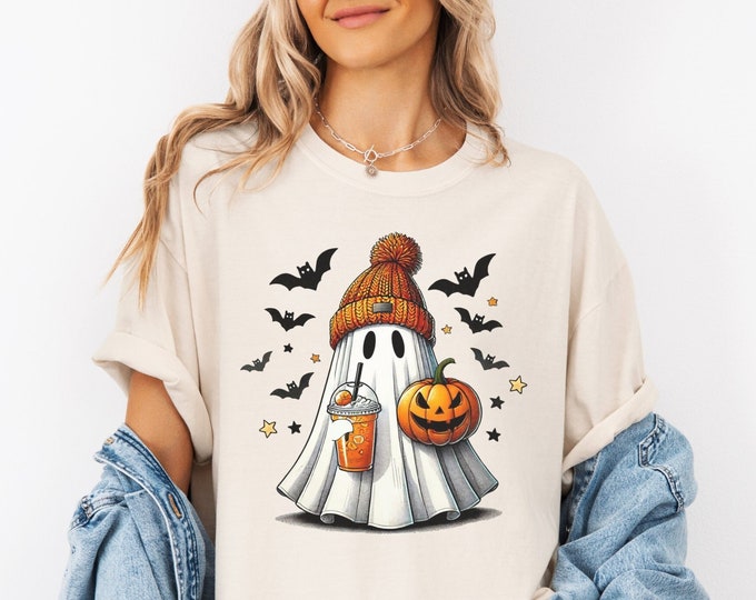 Halloween Ghost Comfort Colors Shirt, Cute Ghost Shirt, Womens ...
