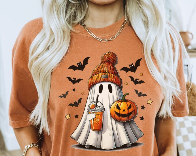 Halloween Ghost Comfort Colors Shirt, Cute Ghost Shirt, Womens ...