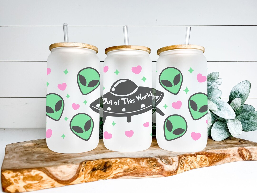 Alien Glass Can Out of This World Glass Tumbler Outer Space Lover Gift ...