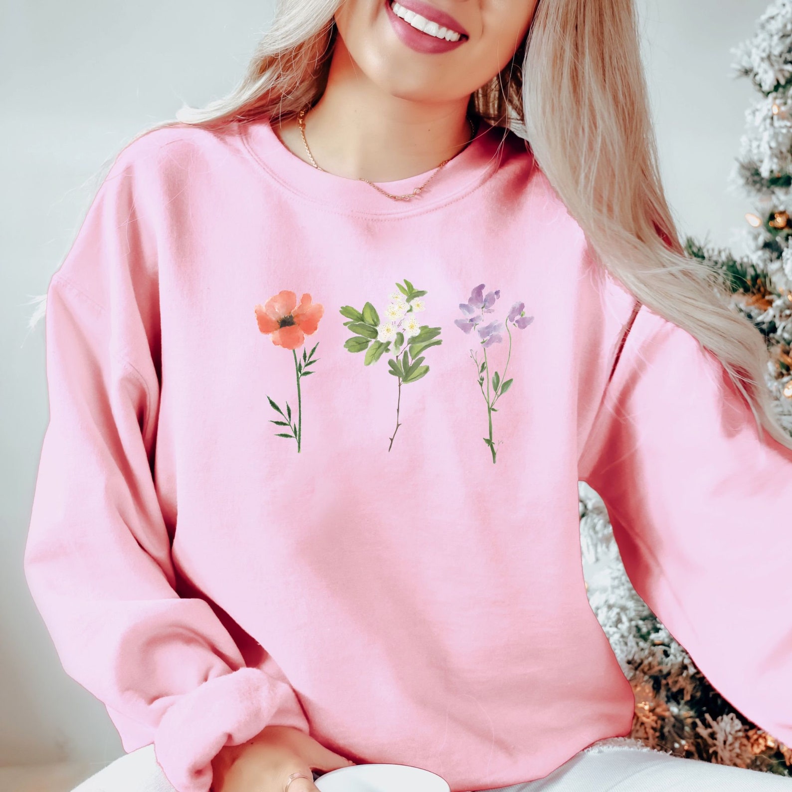 Custom Birth Flower Sweatshirt Watercolor Wild Flower Shirt - Etsy