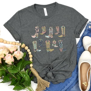 Cowgirl Boots Shirt Country Concert Shirt Boho Western Tshirt Vintage ...