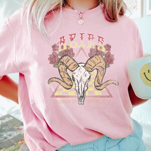 Comfort Colors Zodiac Aries Vintage Tee, Celestial Aries Shirt Trendy ...