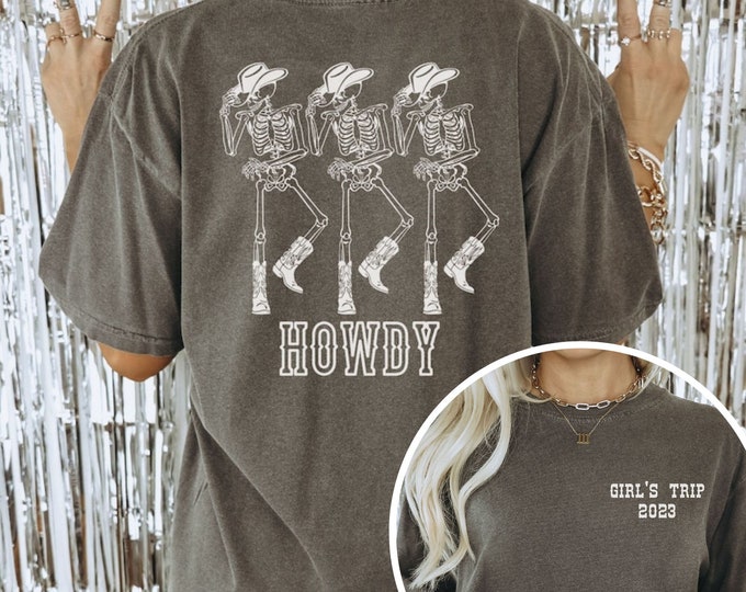 Howdy Dancing Skeletons Western Graphic Tee Western Shirt Howdy Shirt ...