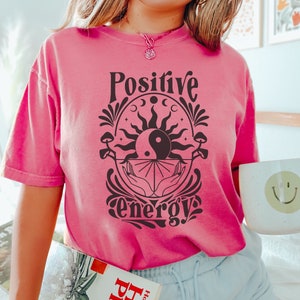 Comfort Colors Shirt Positive Energy Shirt Moon Phases Graphic Tee Yoga ...