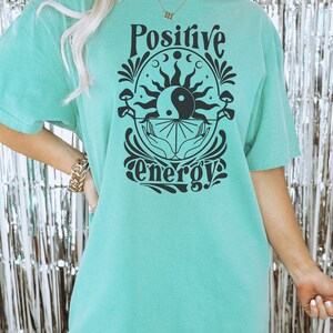 Comfort Colors Shirt Positive Energy Shirt Moon Phases Graphic Tee Yoga ...