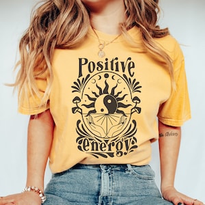 Comfort Colors Shirt Positive Energy Shirt Moon Phases Graphic Tee Yoga ...