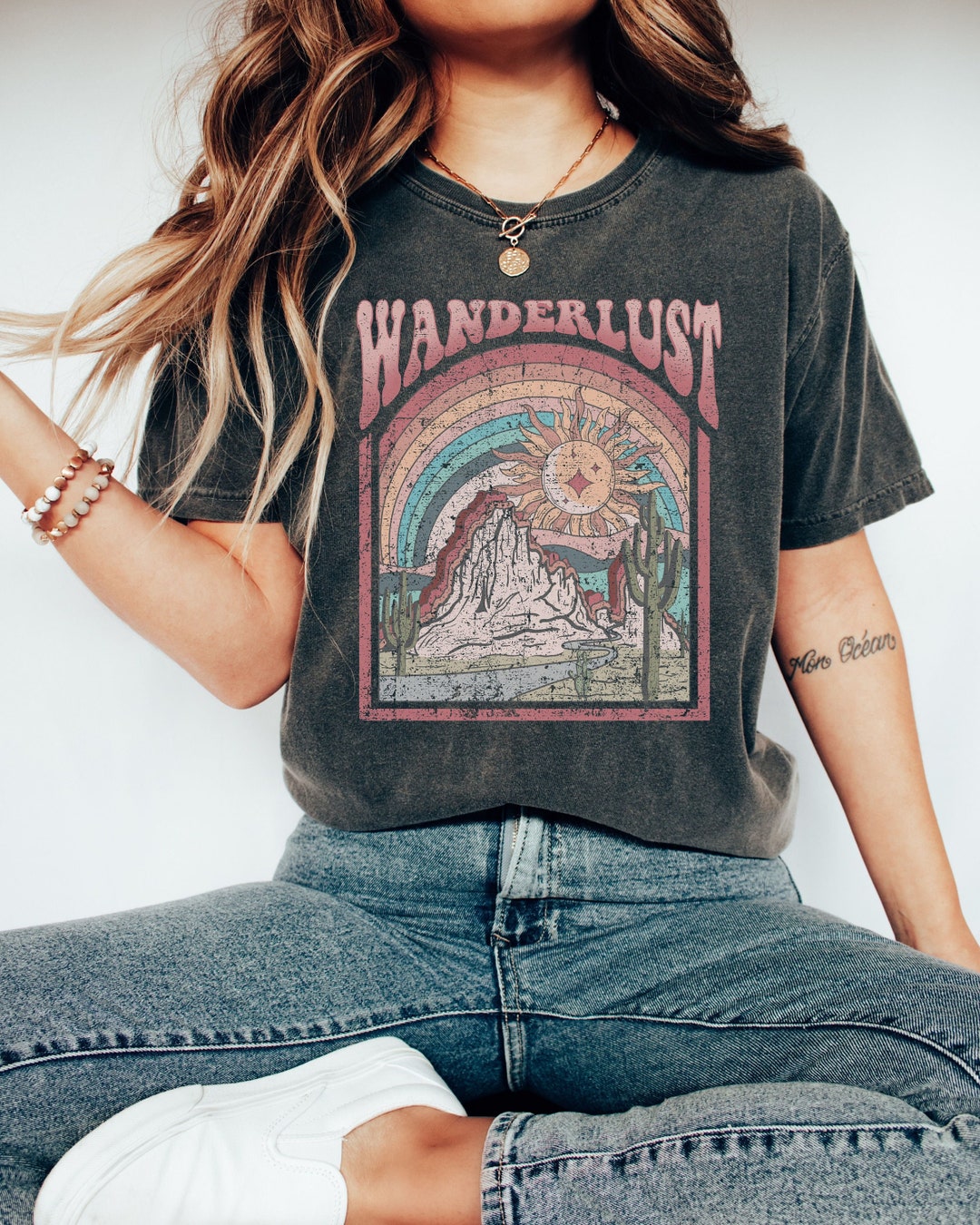 Comfort Colors Shirt Wanderlust T-shirt Vintage Inspired Boho Oversized ...