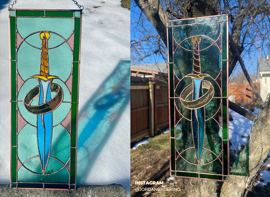 Stained Glass Pattern | "fantasy Sword With Elvish Ring" | Digital ...