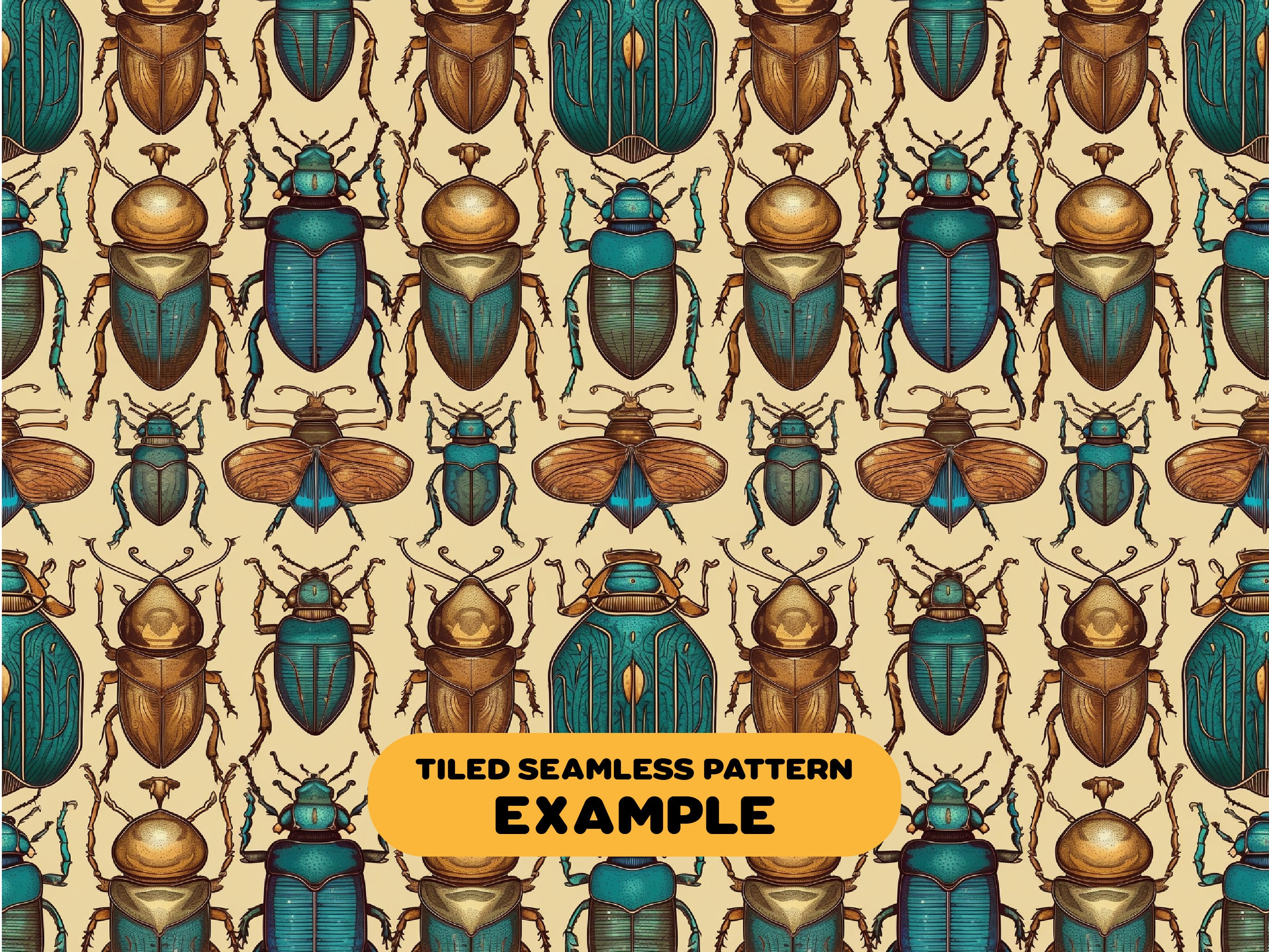 DIGITAL PAPER Colorful Ornamental Beetles | Seamless Designs | Ten ...