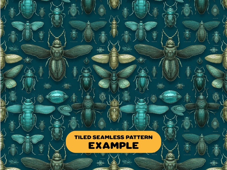 DIGITAL PAPER Colorful Ornamental Beetles | Seamless Designs | Ten ...
