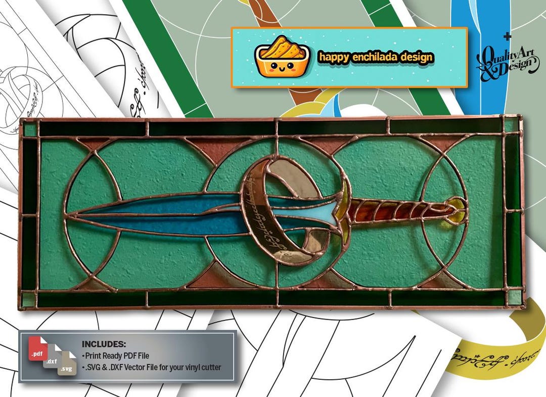 Stained Glass Pattern | "fantasy Sword With Elvish Ring" | Digital ...