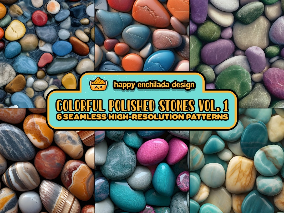 Colorful Polished Stones Vol. 1 | DIGITAL PAPER | Tumbled Rocks ...