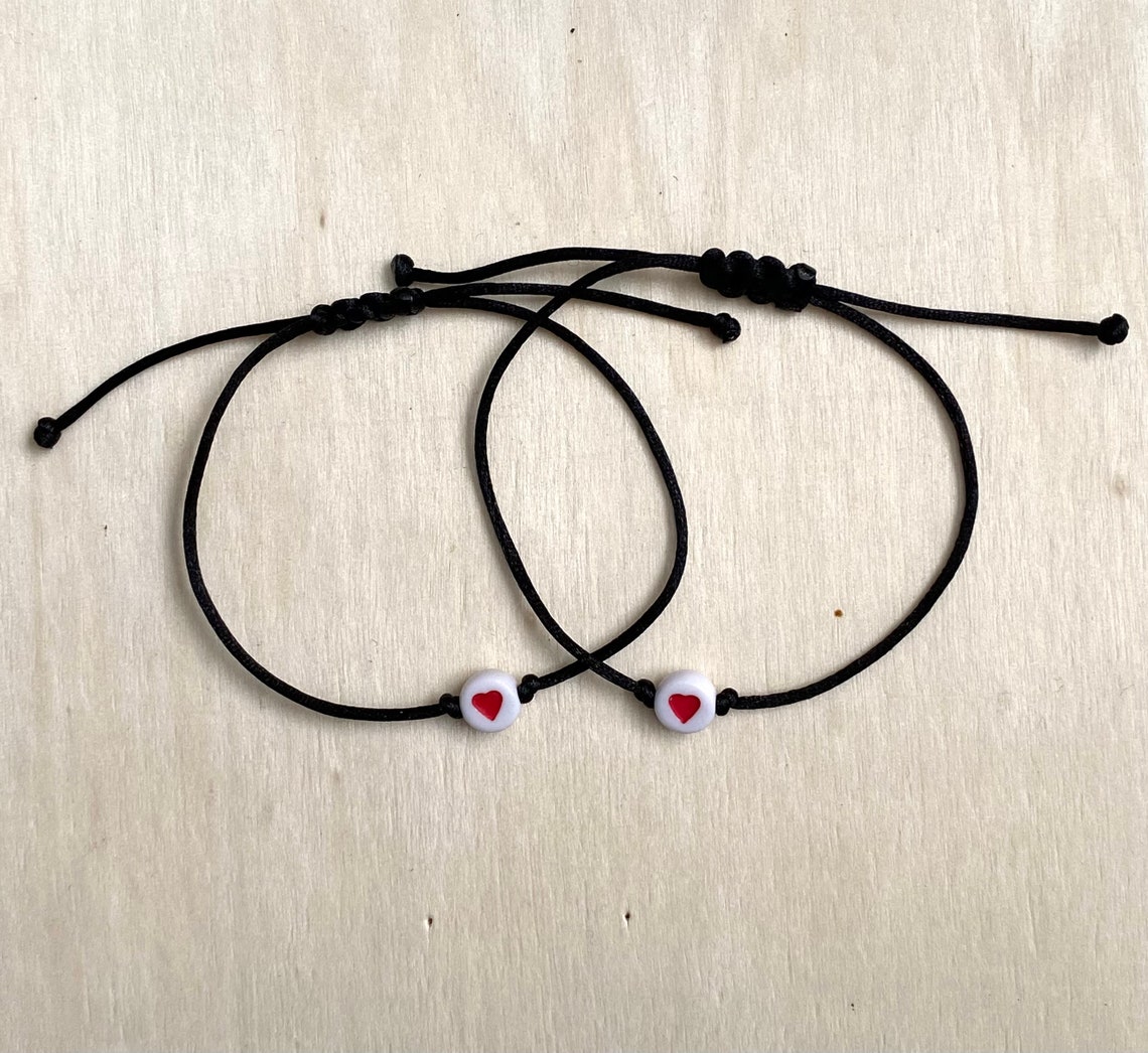 Pinky Promise Bracelets, Couples Heart Bracelet, Boyfriend Girlfriend ...