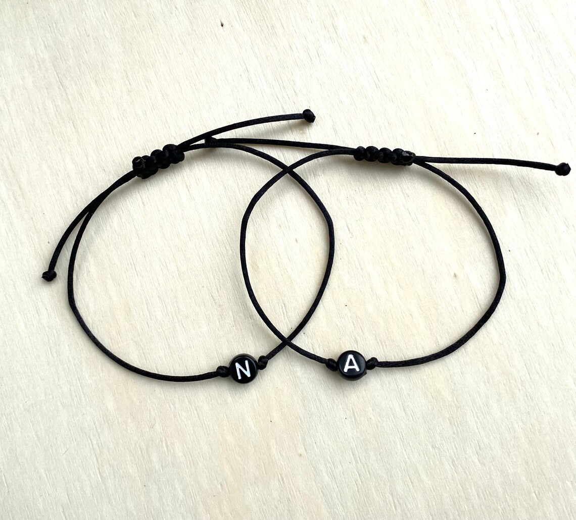 2 Pcs Pinky Promise Bracelets, Couples Initials Bracelet, Boyfriend ...